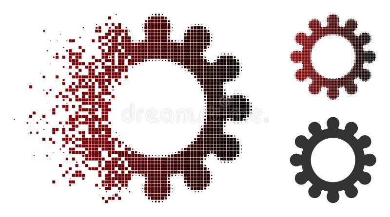 Broken Pixel Halftone Cog Icon Stock Vector - Illustration of ...