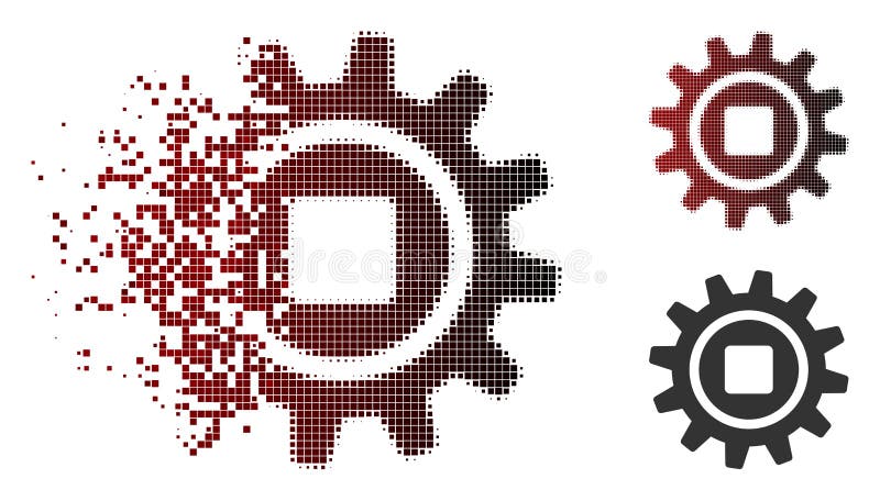 Disappearing Pixel Halftone Cog Icon Stock Vector - Illustration of ...