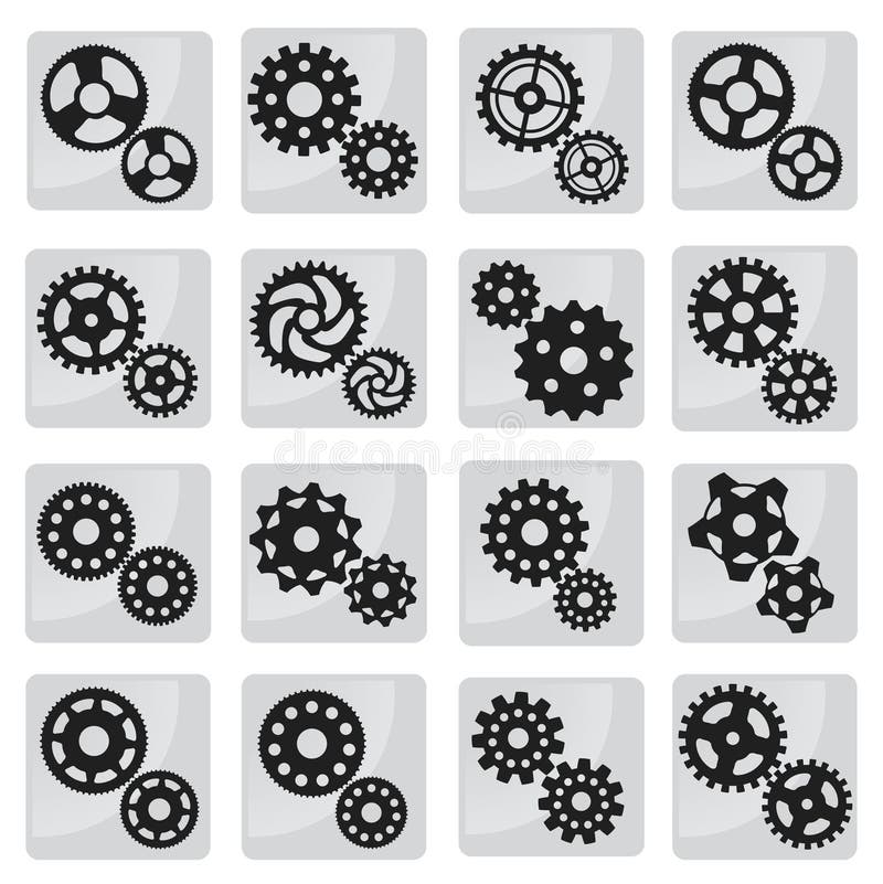 Vector Cog Icons (black & White) Stock Vector - Illustration of motor ...