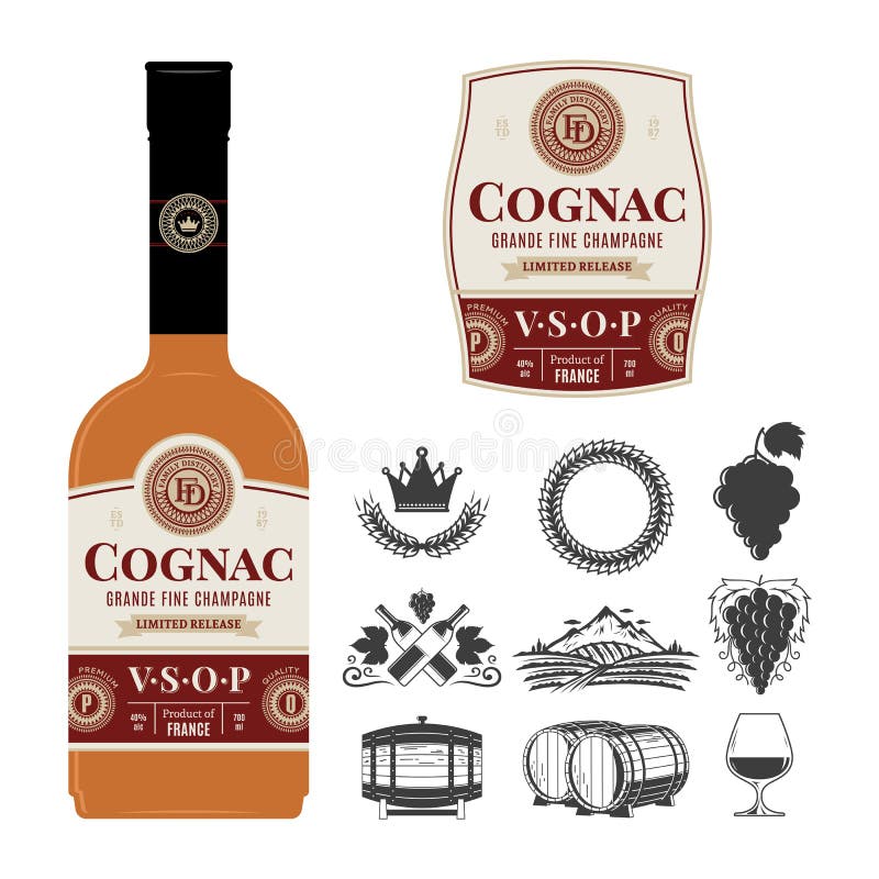 Vector Cognac Label on a Bottle Stock Vector - Illustration of french ...