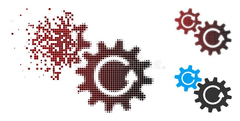 Dust Pixel Halftone Cogs Rotation Icon Stock Vector - Illustration of ...