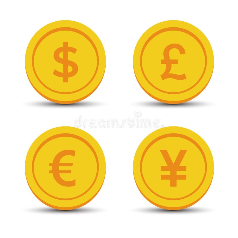 Vector Coin with Money Currency Icon Set Stock Vector - Illustration of ...