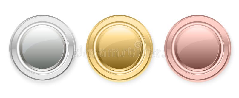 Vector Coins or Medals Collection. Set of Shiny Round Frames in Gold ...