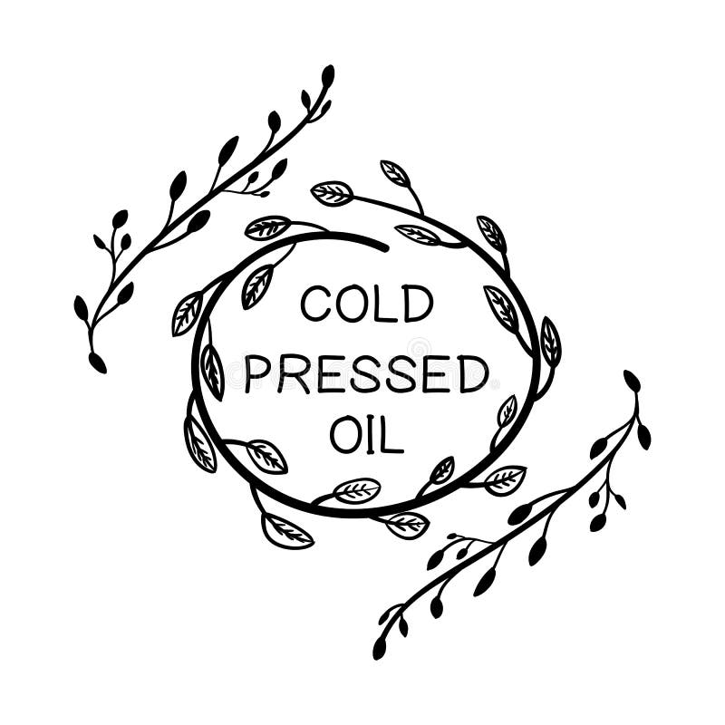 Vector Cold Pressed Oil Handdrawn Floral Style Stamp Frame, Black and ...