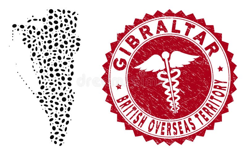 Mosaic Gibraltar Map with Textured Healthcare Watermark Stock Vector ...
