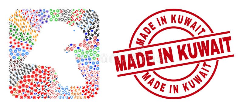 Made in Kuwait Seal and Kuwait Map Stencil Mosaic Stock Vector ...