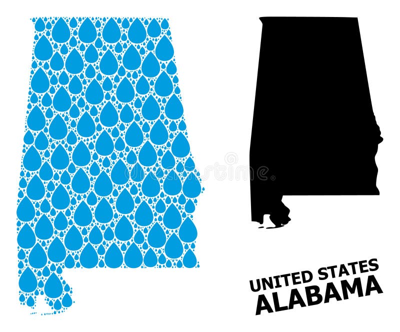 Vector Collage Map of Alabama State of Liquid Drops and Solid Map Stock ...