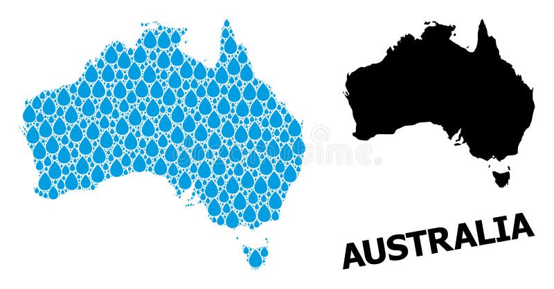 Vector Collage Map of Australia of Liquid Drops and Solid Map Stock ...