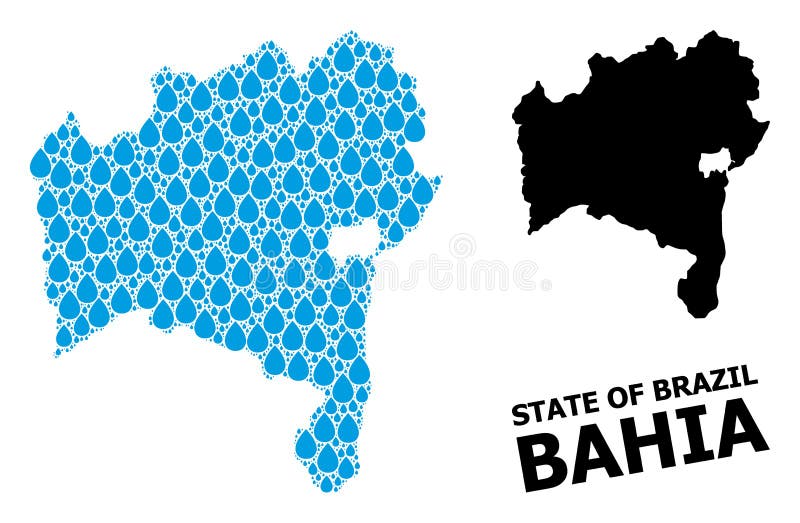 Vector Collage Map of Bahia State of Water Drops and Solid Map Stock ...
