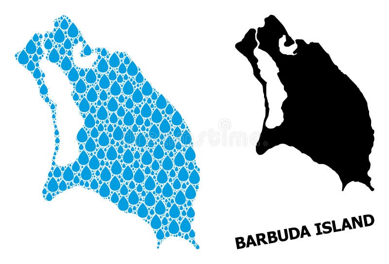 Vector Collage Map of Barbuda Island of Water Dews and Solid Map Stock ...