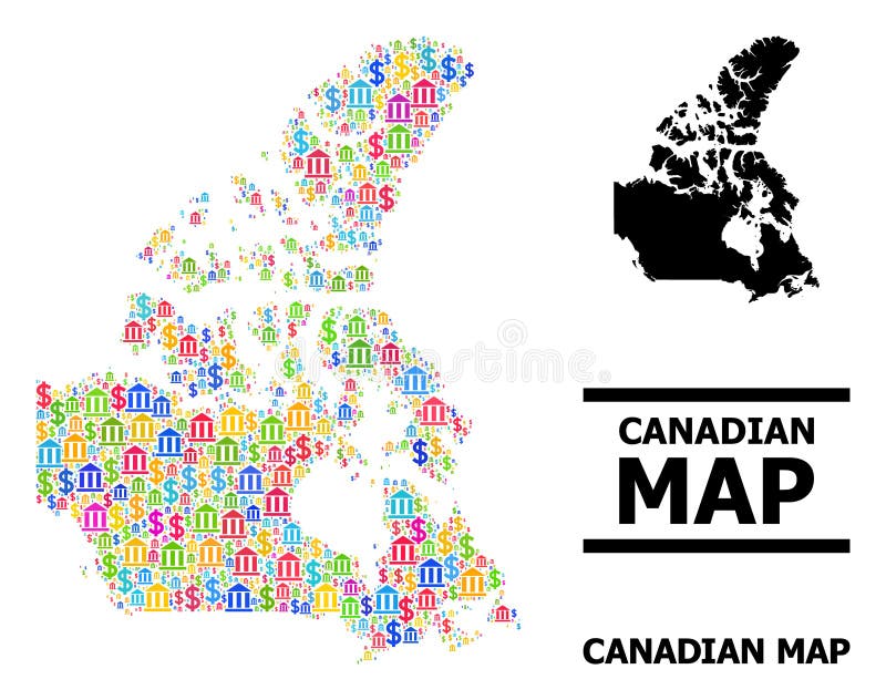 Vector Collage Map of Canada of Finance and Commercial Items Stock ...
