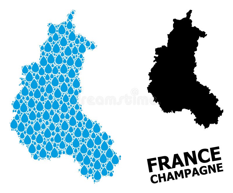 Vector Collage Map of Champagne Province of Water Dews and Solid Map ...
