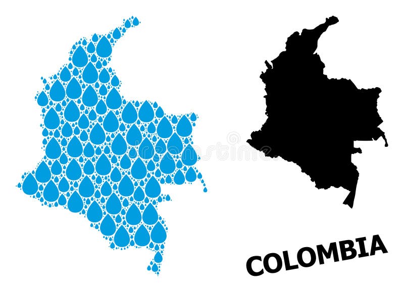 Vector Collage Map of Colombia of Water Dews and Solid Map Stock Vector ...