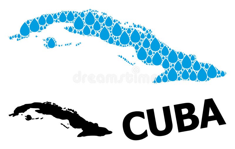Vector Collage Map of Cuba of Water Tears and Solid Map Stock Vector ...