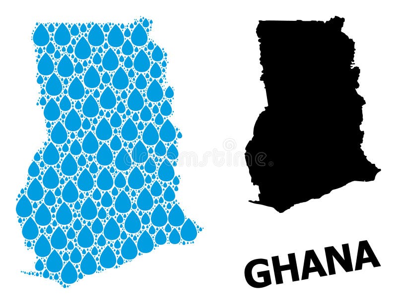 Vector Collage Map of Ghana of Water Drops and Solid Map Stock Vector ...