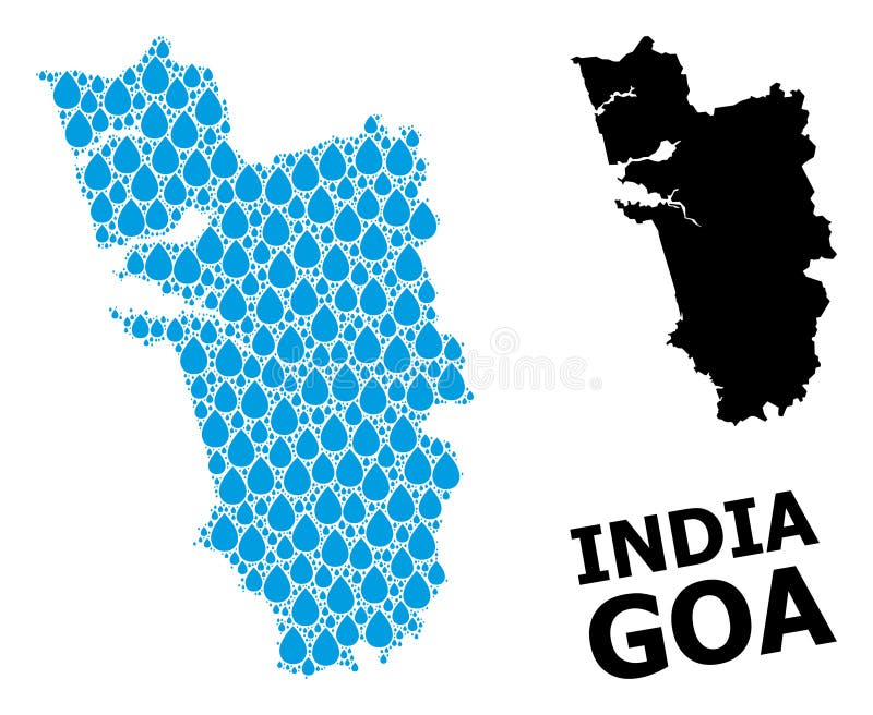 Vector Collage Map of Goa State of Water Dews and Solid Map Stock ...