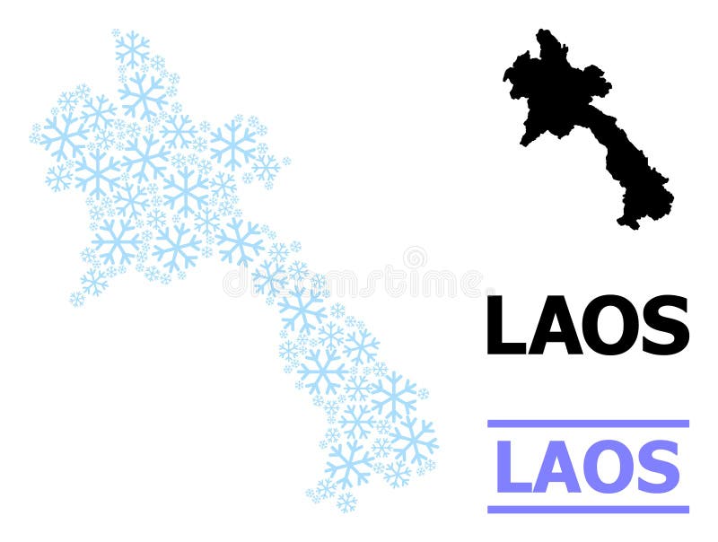 Frost Mosaic Map of Laos with Snow Stock Vector - Illustration of ...