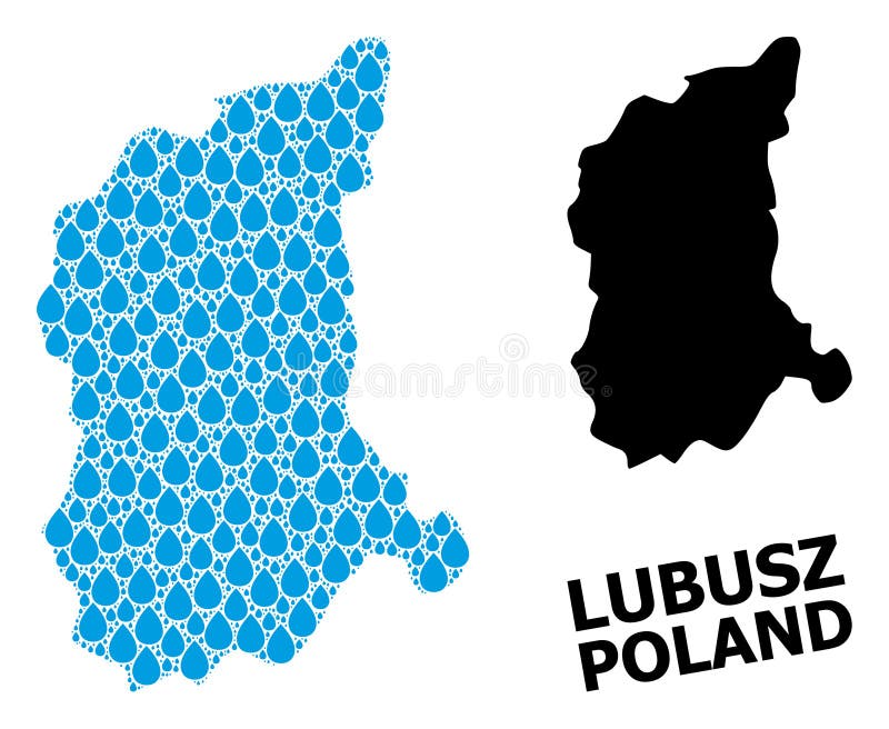 Vector Collage Map of Lubusz Province of Water Dews and Solid Map Stock ...