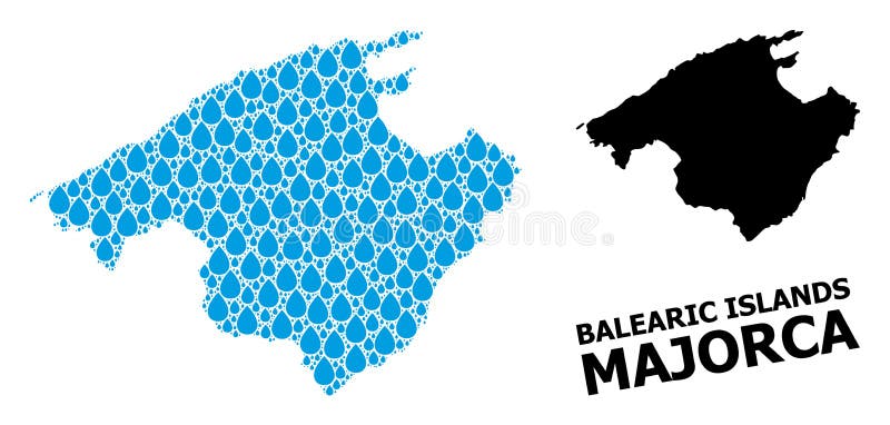 Vector Collage Map of Majorca of Liquid Drops and Solid Map Stock ...