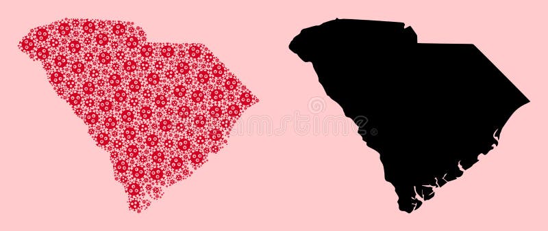 Vector Collage Map of South Carolina State of Infection Particles and ...