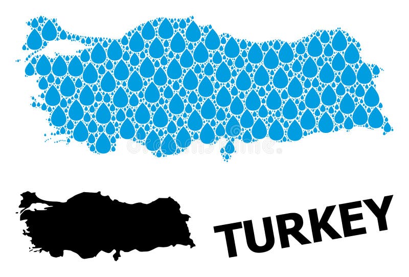 Vector Collage Map of Turkey of Liquid Drops and Solid Map Stock Vector ...