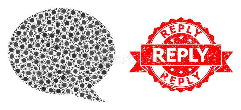 Distress Reply Stamp and Covid-2019 Mosaic Message Cloud Stock Vector ...