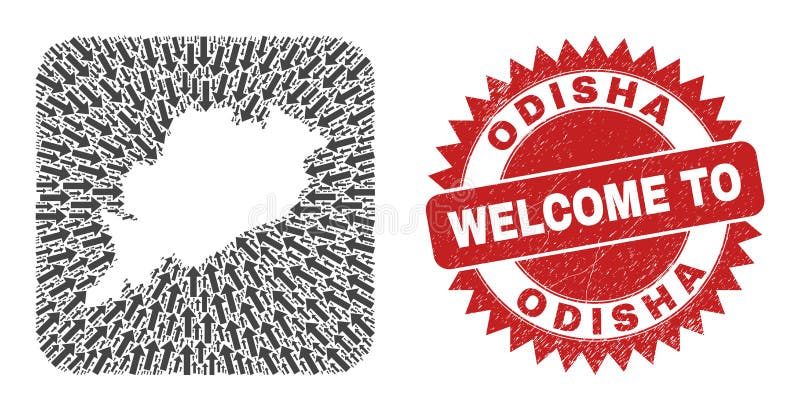 Welcome Rubber Seal and Odisha State Map Motion Hole Mosaic Stock ...