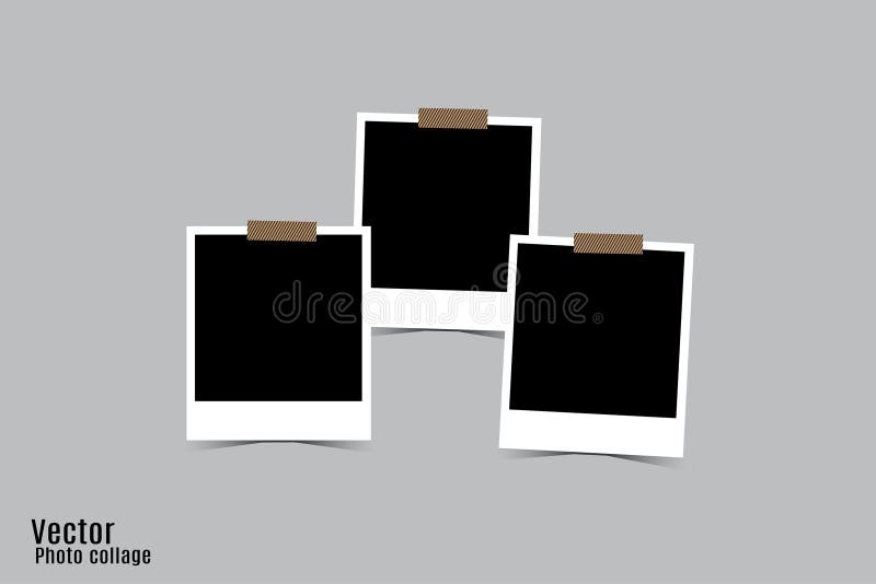Vector Collage Photo Frame Template with Shadows Stock Vector ...