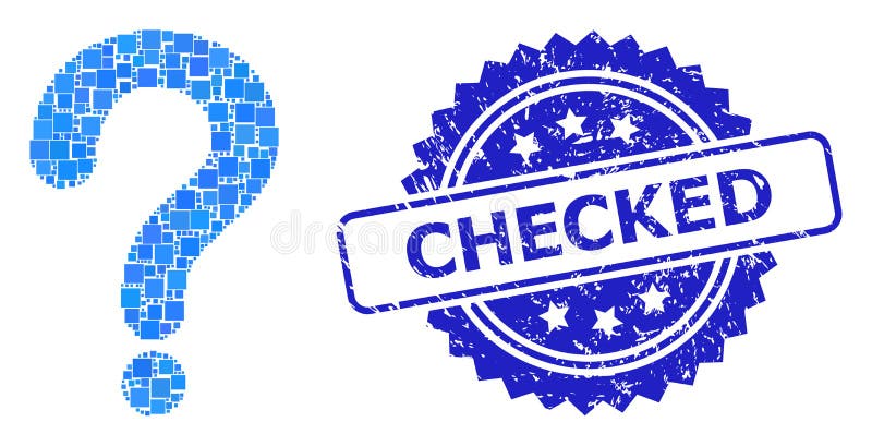 Rubber Checked Seal and Square Dot Mosaic Question Mark Stock Vector ...