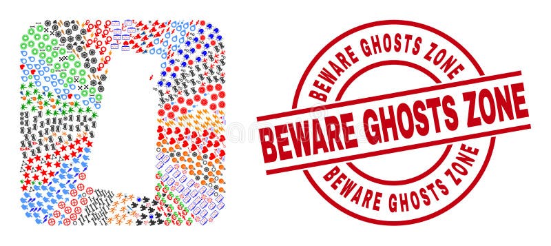 Beware Ghosts Zone Stamp and Saskatchewan Province Map Inverted Mosaic ...