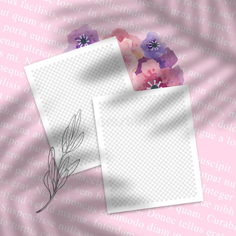 Vector Collage with Photo Frames with Decorative Elements. Watercolor ...