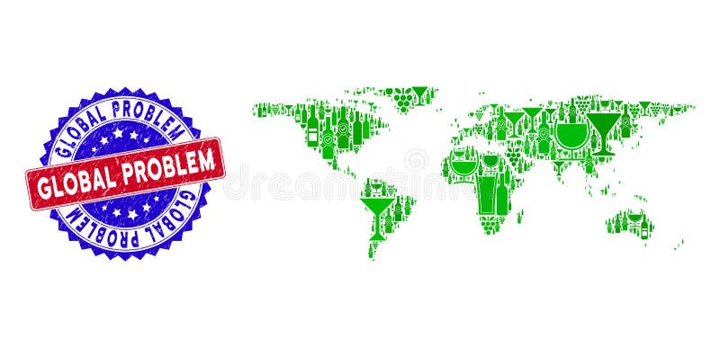 Bicolor Global Problem Distress Rubber Stamp with Composition of ...