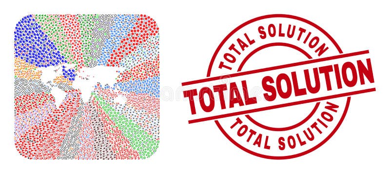 Total Solution Stamp and World Map Stencil Mosaic Stock Vector ...