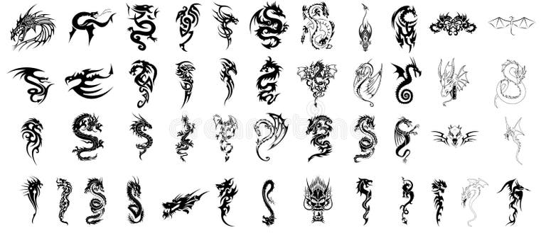 Vector Collection of 46 Complex Dragon Designs Stock Vector ...