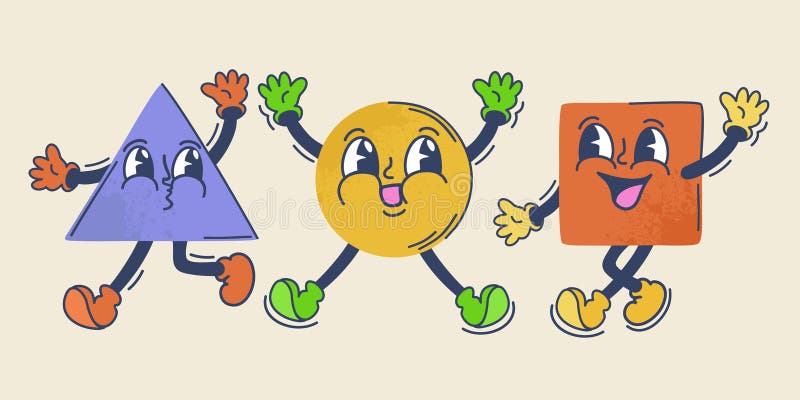 Vector Collection of Basic Geometric Shapes with Faces, Arms and Legs ...