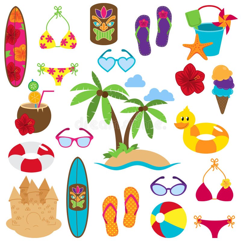 Vector Collection of Beach and Tropical Themed Images Stock Vector ...