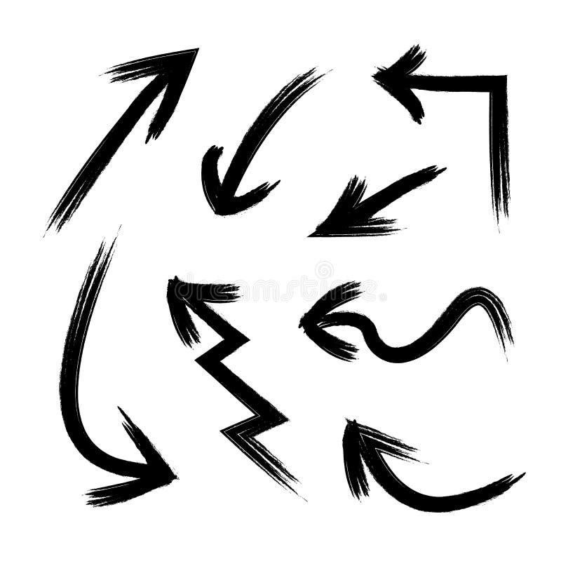 Vector Collection of Black Arrows Isolated on White Background, Grunge ...