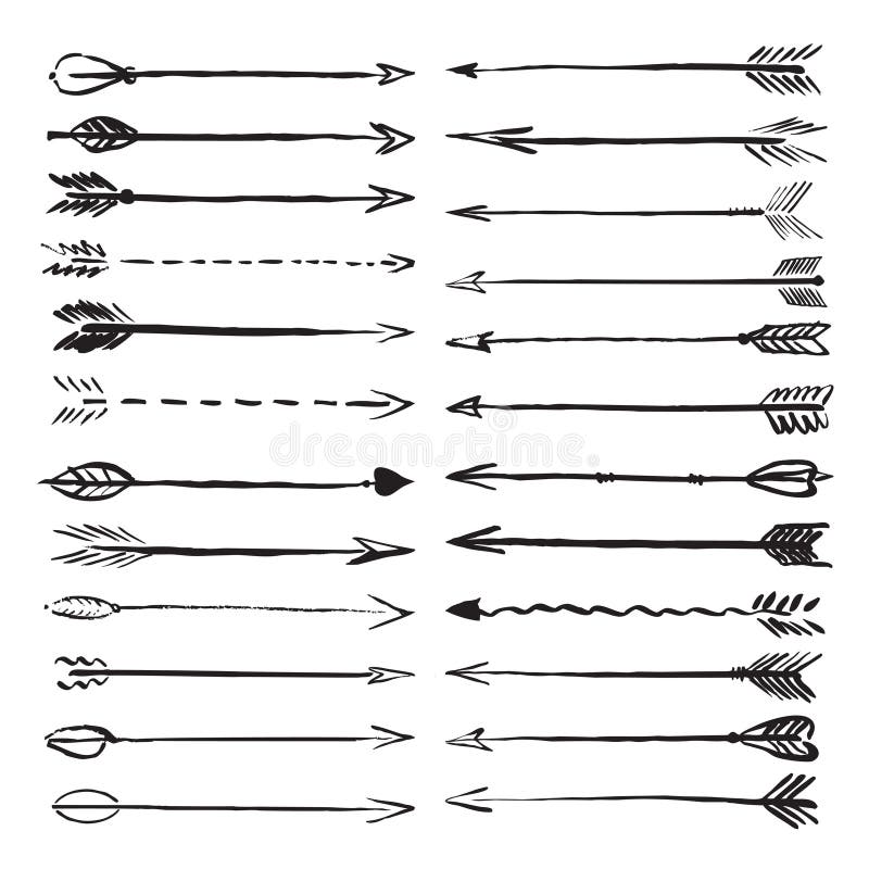 Vector Collection Black Hand-drawn Arrows Stock Vector - Illustration ...