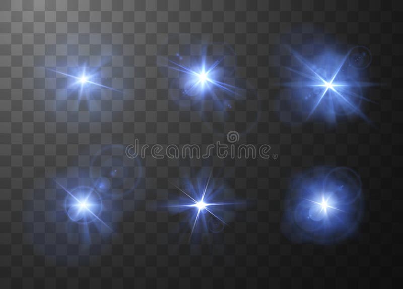 A Vector Collection Blue Flash Effects with Bright Rays and Highlights ...