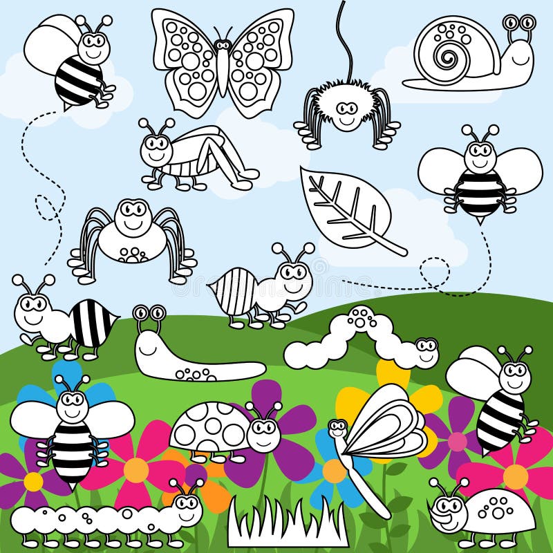 Vector Collection of Bug and Insect Line Art Stock Vector ...
