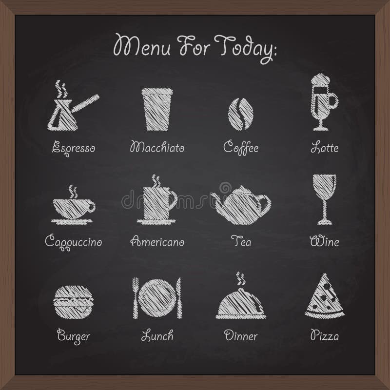 Vector Collection: Cafe Icons on Board Stock Vector - Illustration of ...