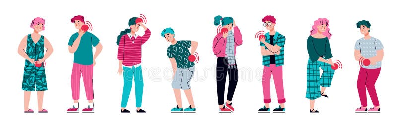 Vector Collection of Cartoon Characters of People in Pain. Ilustração ...