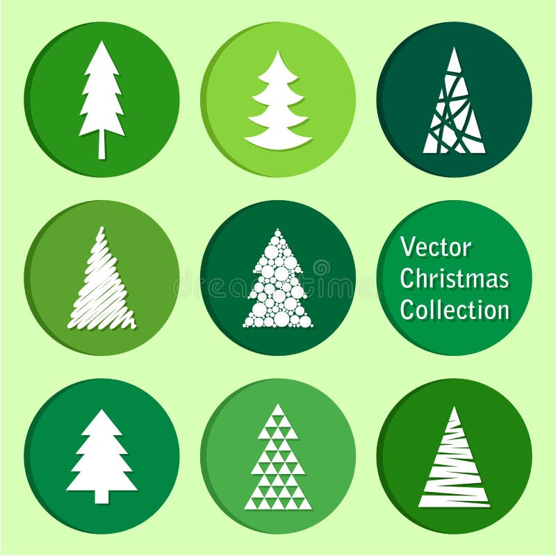 Vector Collection: Christmas and New Year Spruce Icons Stock Vector ...