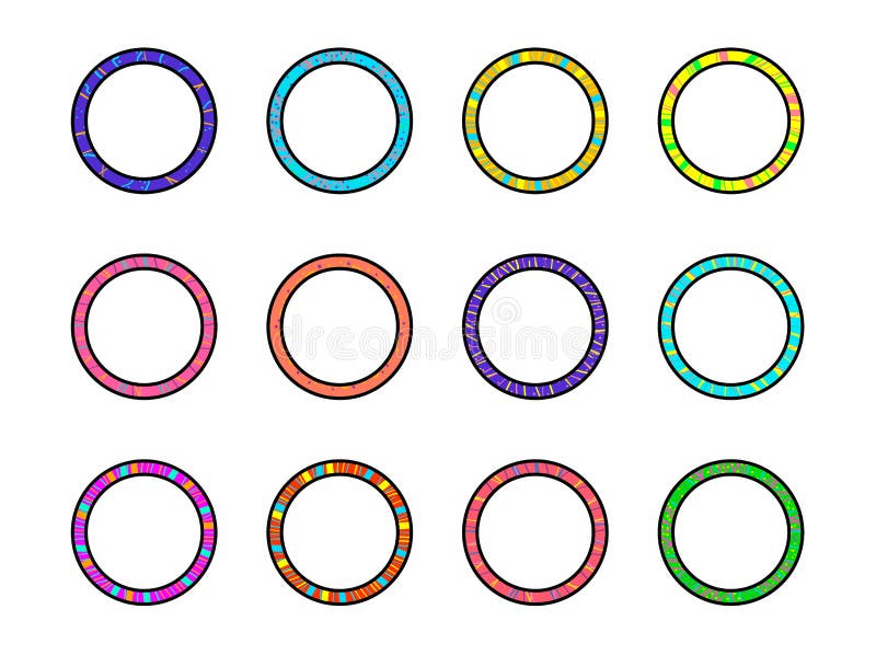 Vector Collection of Circle Borders. Set of Round Frames with Colorful ...