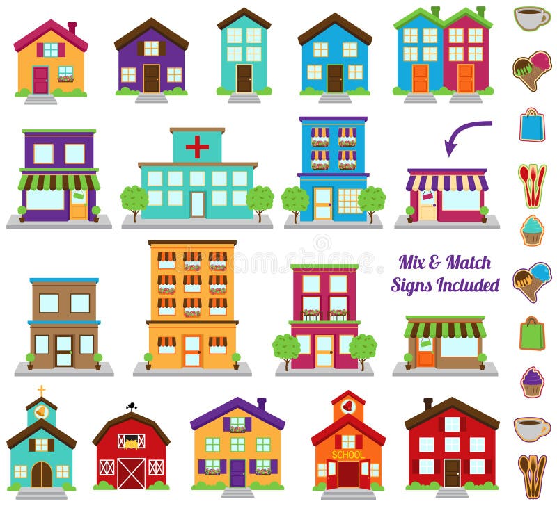 Cartoon buildings stock vector. Illustration of apartments - 19290442