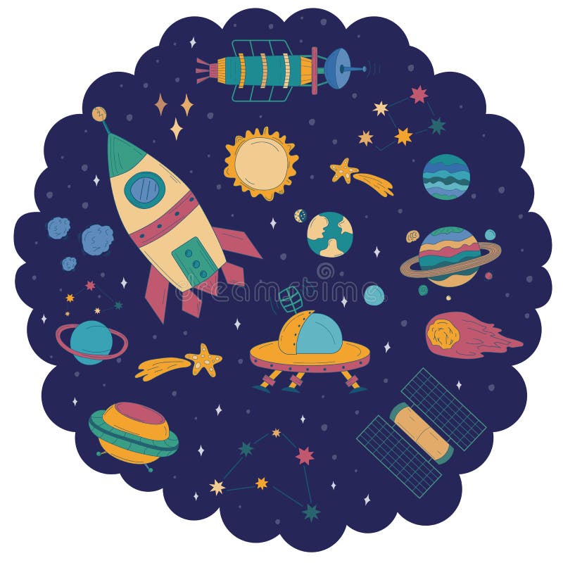 Vector Collection of Silhouettes of Cosmic Objects Stock Vector ...