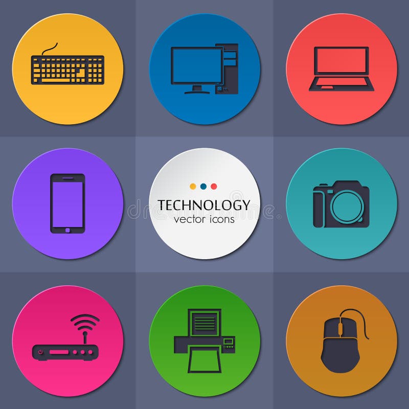 Vector Collection of Colorful Flat Technology. Stock Vector ...