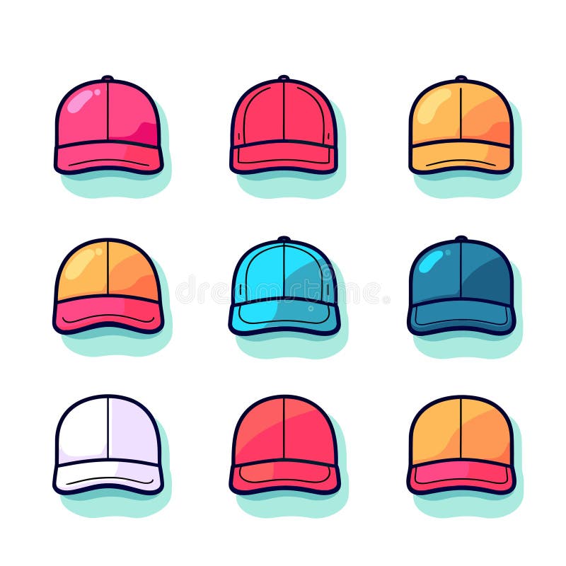 Vector of a Collection of Colorful Hats in a Flat and Minimalistic ...