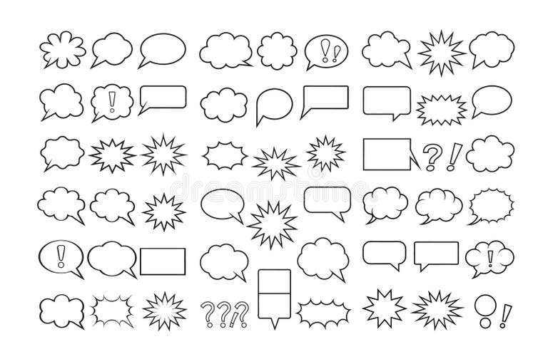 Vector Collection of Comic Speech Bubbles and Explosive Action Elements ...
