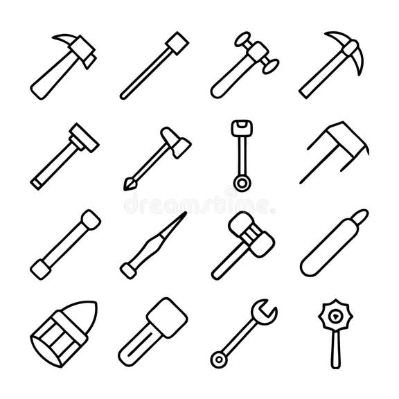 Vector Collection of Construction and Repair Tools in Outline Style ...